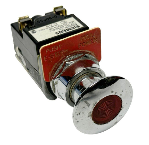 Siemens S2PA2-G2A Illuminated Red Push Button Emergency Stop 120 VAC