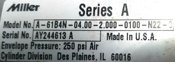 Miller Fluid Power A61B4N Pneumatic Cylinder 3.25" Bore