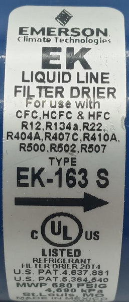 Emerson EK-163 S Liquid Line Refrigerant Filter Drier EK Series