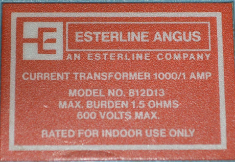 ESTERLINE ANGUS 812D13 CURRENT TRANSFORMER 1000/1 AMP