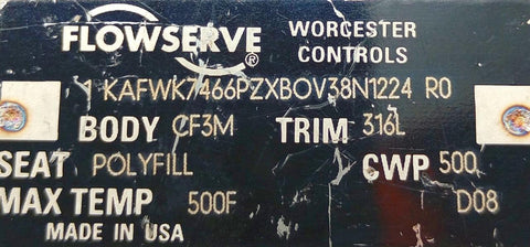 Worcester Controls FlowServe KAFWK7466PZXBOV38N1224 2 Ball Valve 500°F