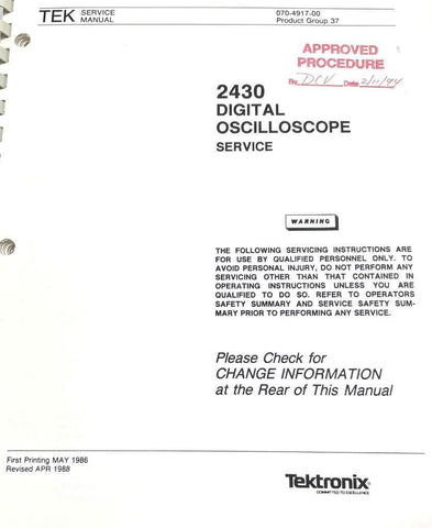 Tektronix 2430 Digital Oscilloscope Service Instruction Manual