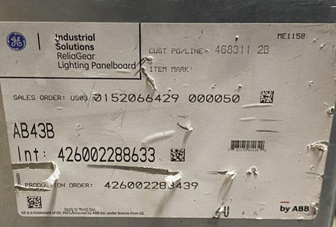 GE AQF3422AT Breaker Panelboard 225A 240V w/ AB43B Box & (42) THQB1120