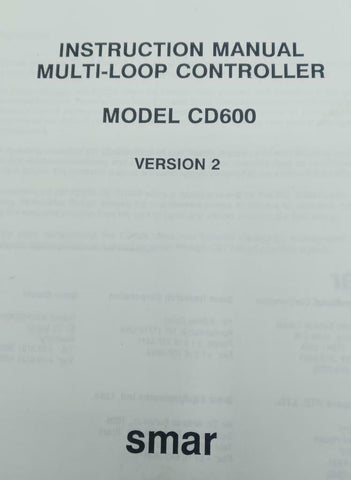 SMAR CD600 Multi-Loop Controller Instruction Manual
