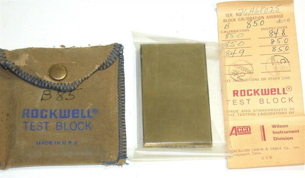 Wilson Rockwell Hardness Test Block B 85.0
