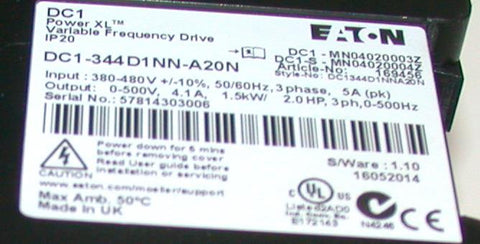 Eaton DC1-344D1NN-A20N Compact Variable Frequency Drive 2 HP 1.5 kW 48