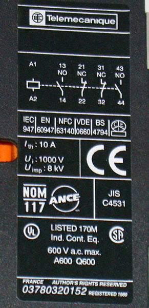 3 TELEMECANIQUE CONTROL RELAYS 10 AMP MODEL CA2DN22