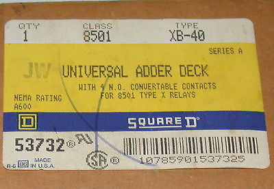 NEW SQUARE D RELAY ADDER DECK 4-POLE MODEL 8501XB-40
